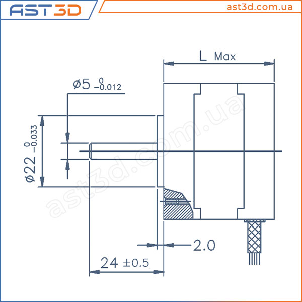 Nema 17 - Dimensions and characteristics (drawing, table) • AST3D